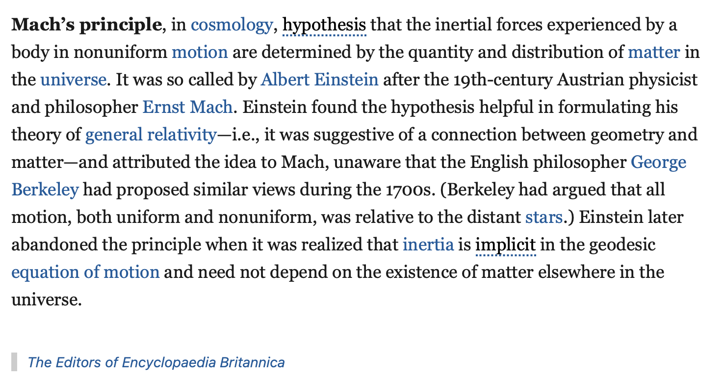 Mapping Mach’s Principle – Neoclassical