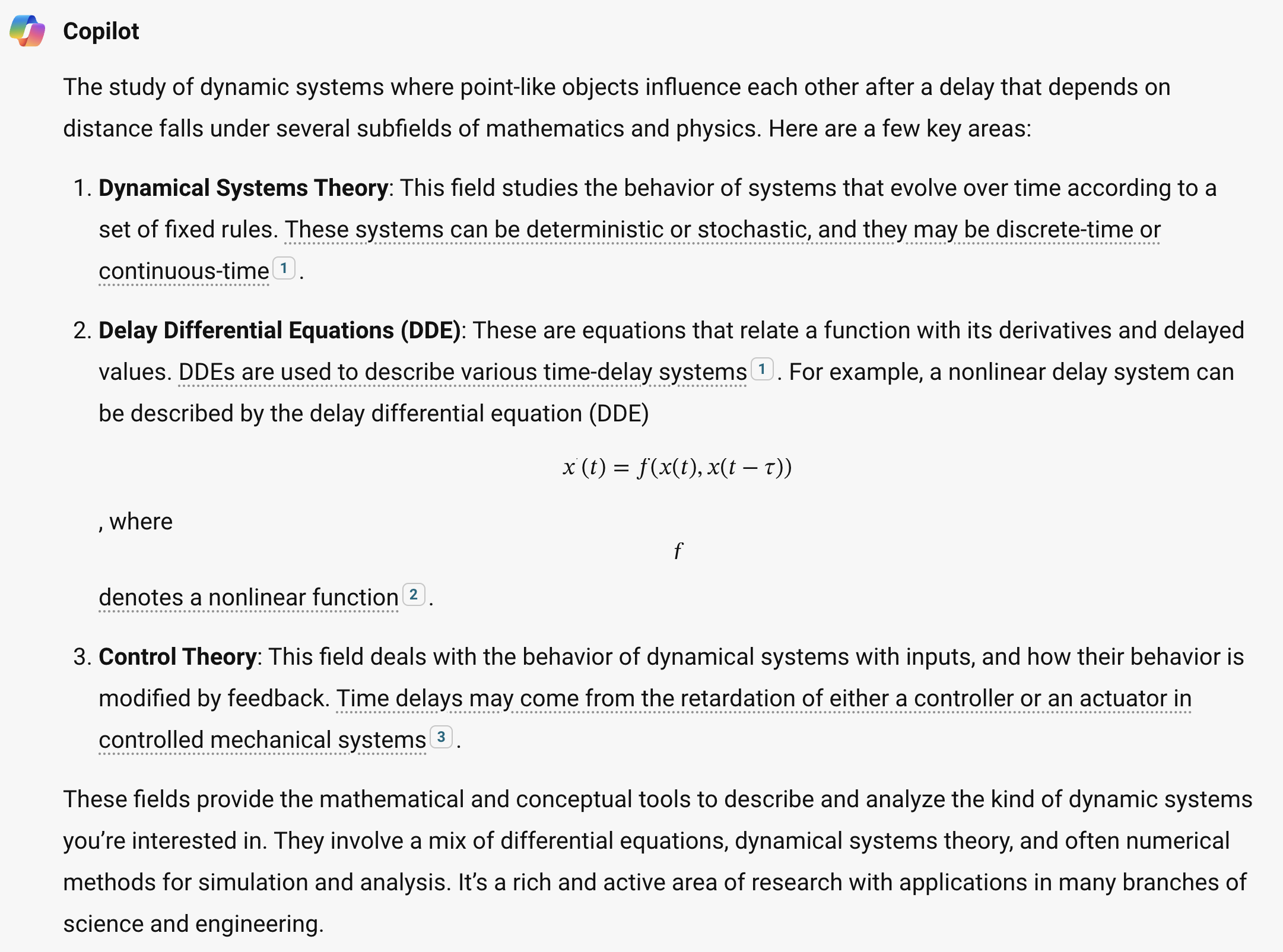 Dynamical Systems Theory, Delay Differential Equations, or Control ...